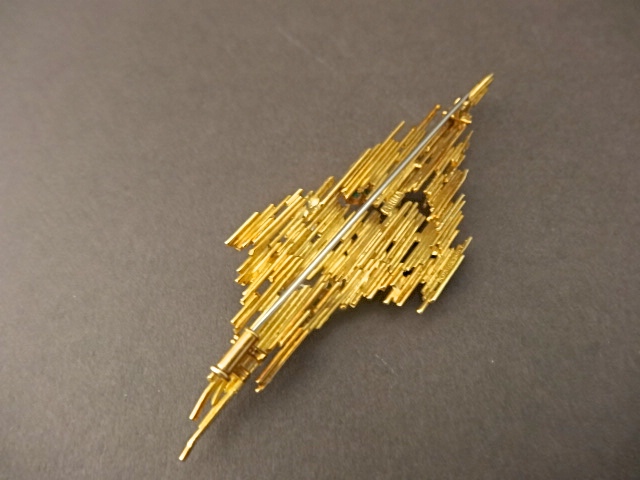 ANDREW GRIMA BROOCH/PENDANT WITH DIAMONDS AND EMERALDS,signedGRIMA