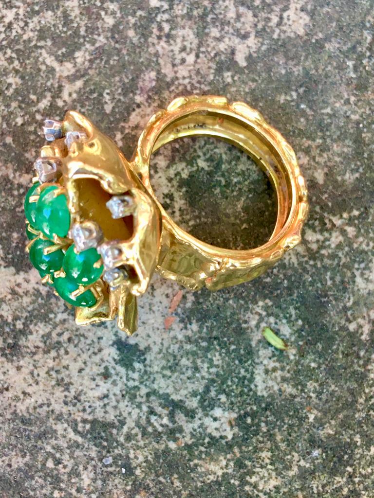 GEORG WEIL 18CT GOLD RING WITH EMERALDS